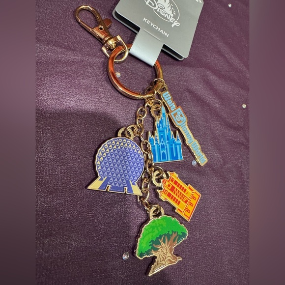 Disney | Accessories | Disney Keychain Charm With Blue Purple Green ...